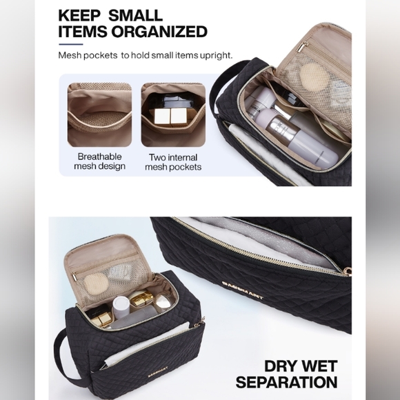 BAGSMART | Bags | Bagsmart Black Quilted Makeup Bag | Poshmark